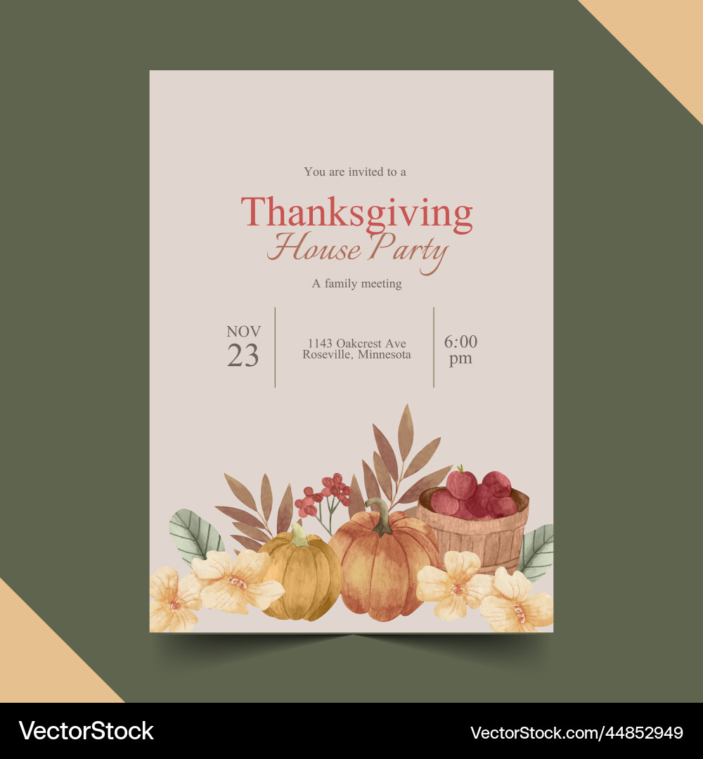 Watercolor thanksgiving invitation template design