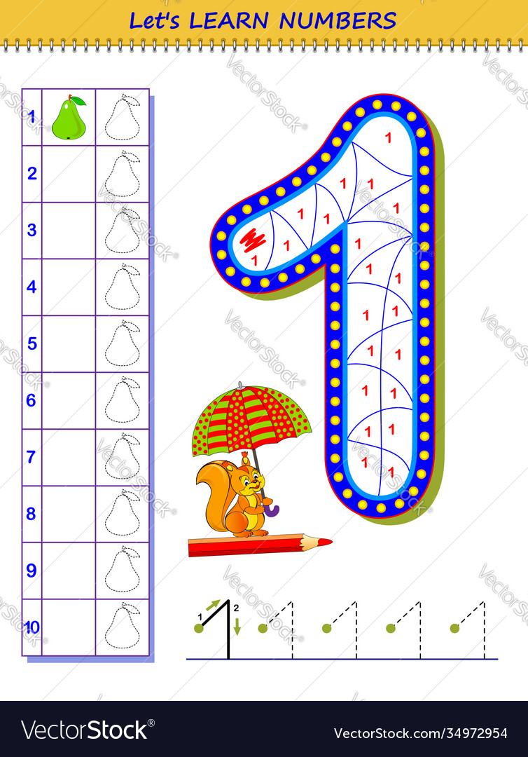 Lets learn numbers educational game for children Vector Image