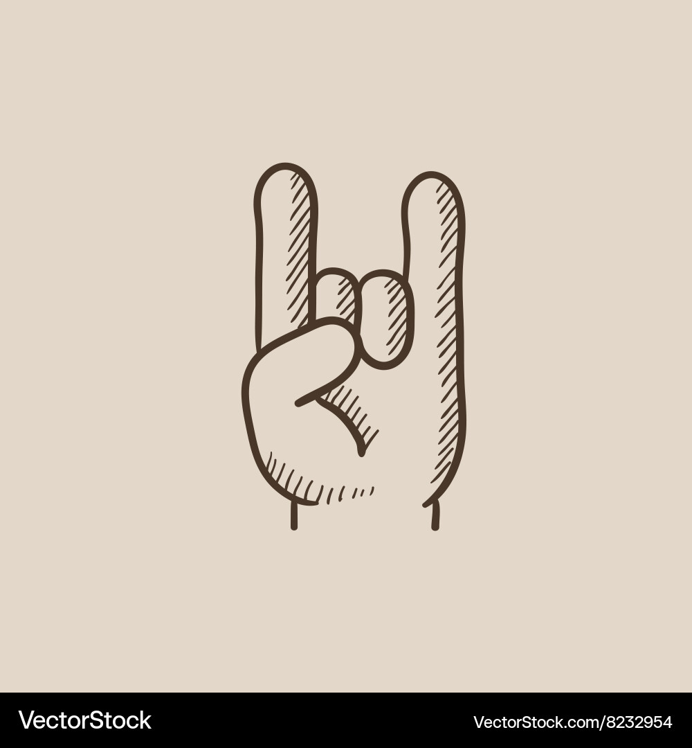 Rock and roll hand sign sketch icon Royalty Free Vector