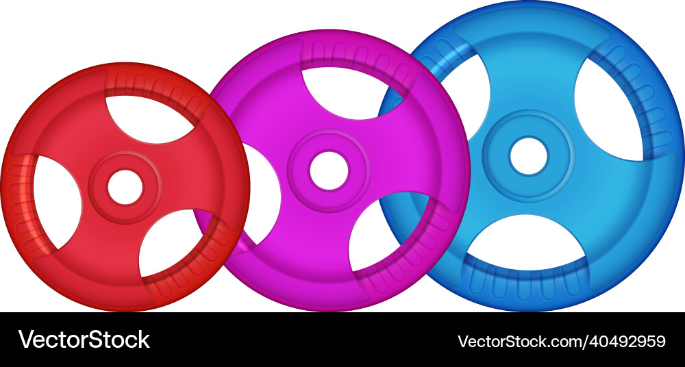 Color barbell wheels composition Royalty Free Vector Image