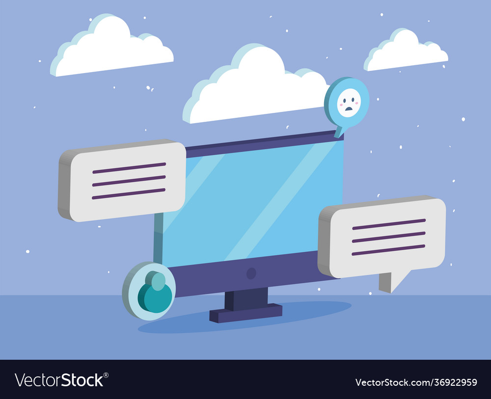 Computer with bubbles Royalty Free Vector Image