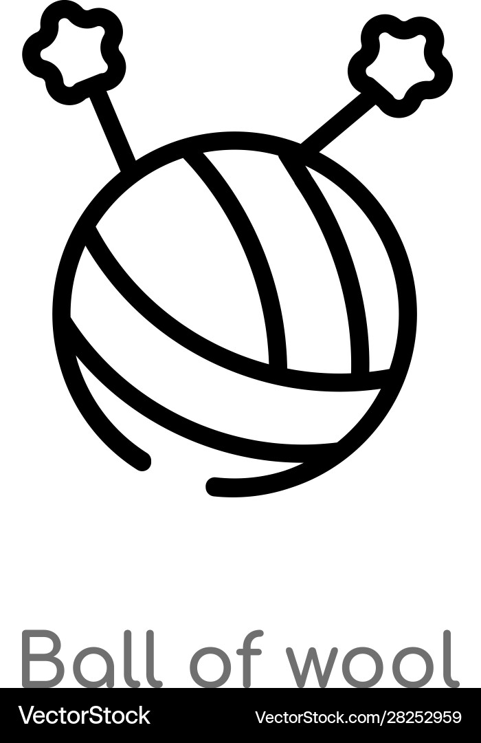 Outline ball wool icon isolated black simple Vector Image