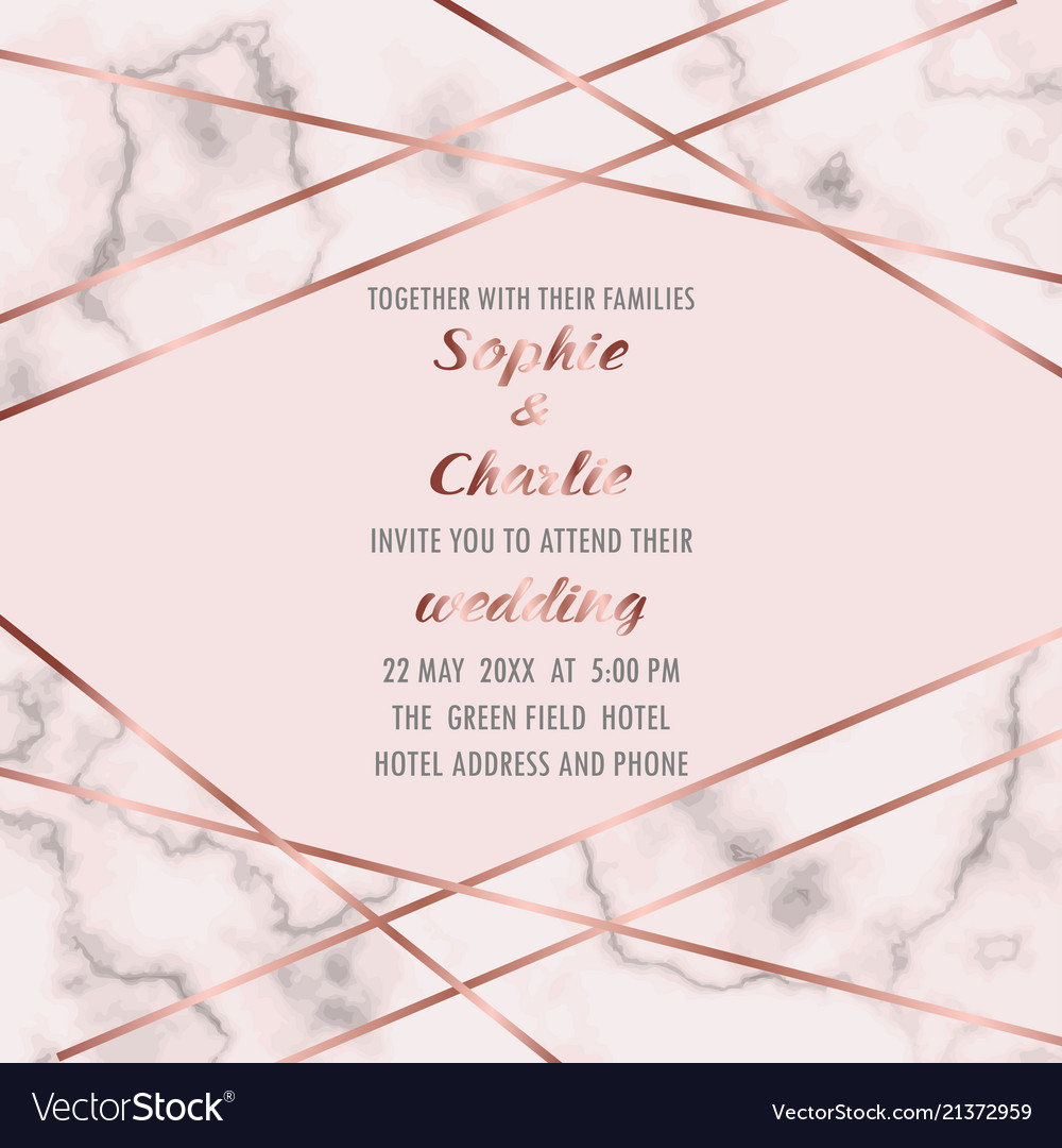 Wedding invitation with gold geometric frame Vector Image