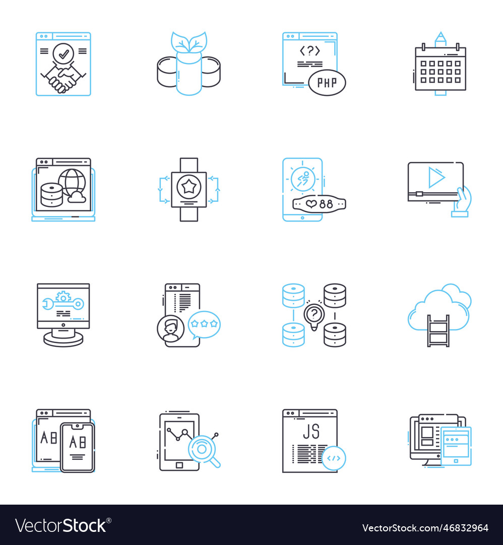 Affiliate program linear icons set commission Vector Image