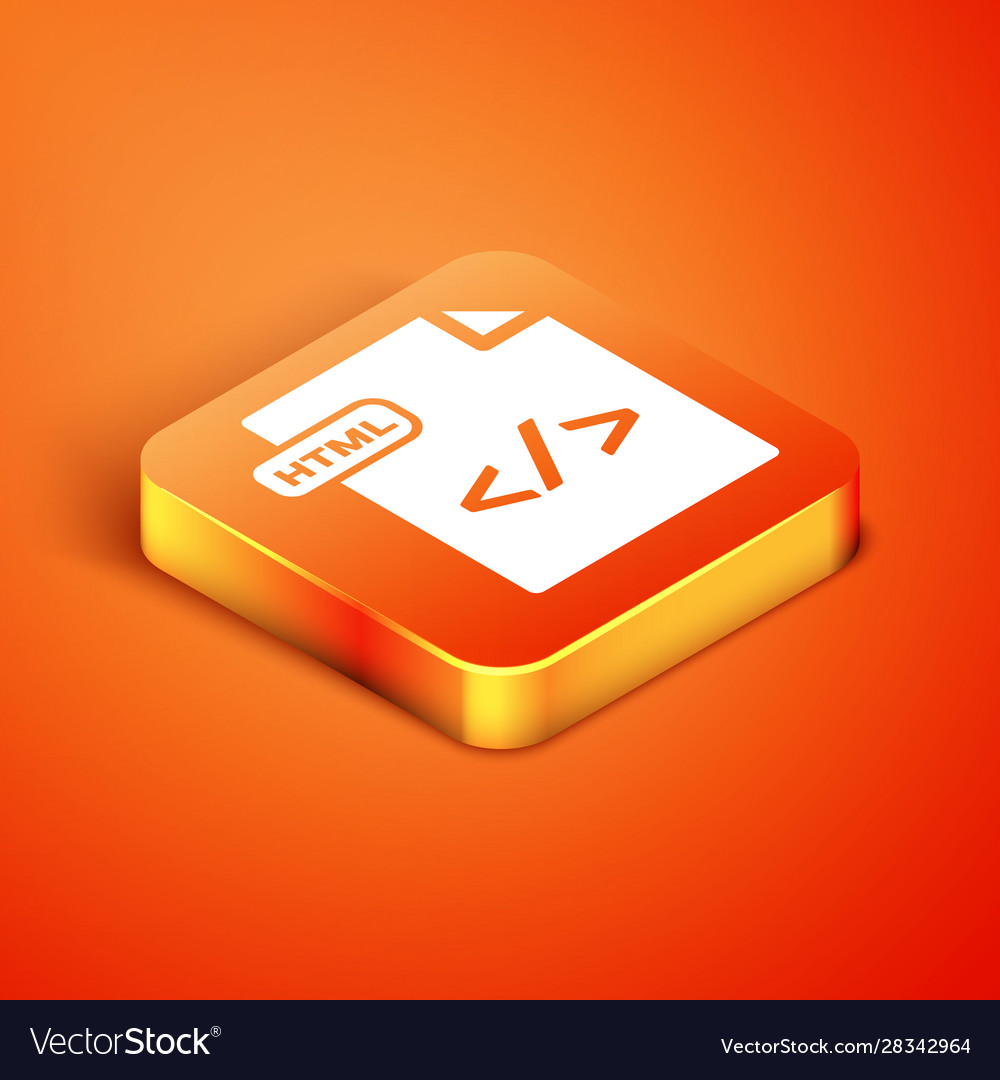 Isometric html file document download html button Vector Image