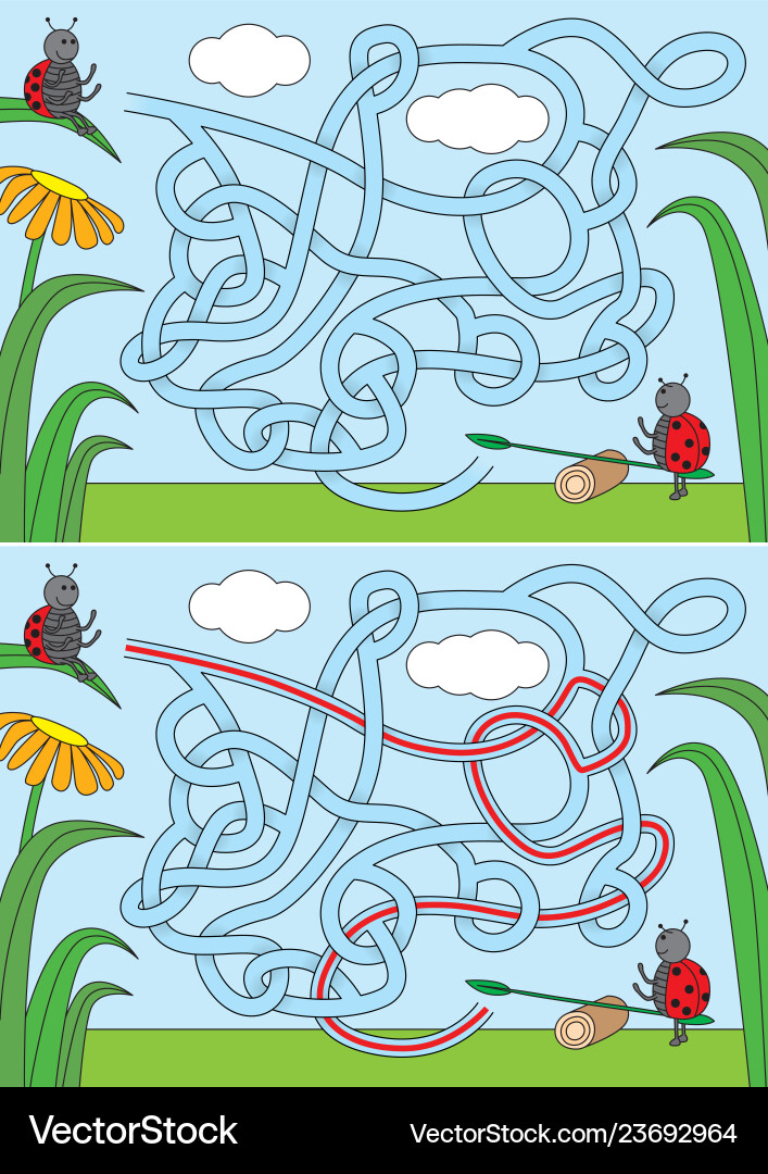 Ladybug maze Royalty Free Vector Image - VectorStock