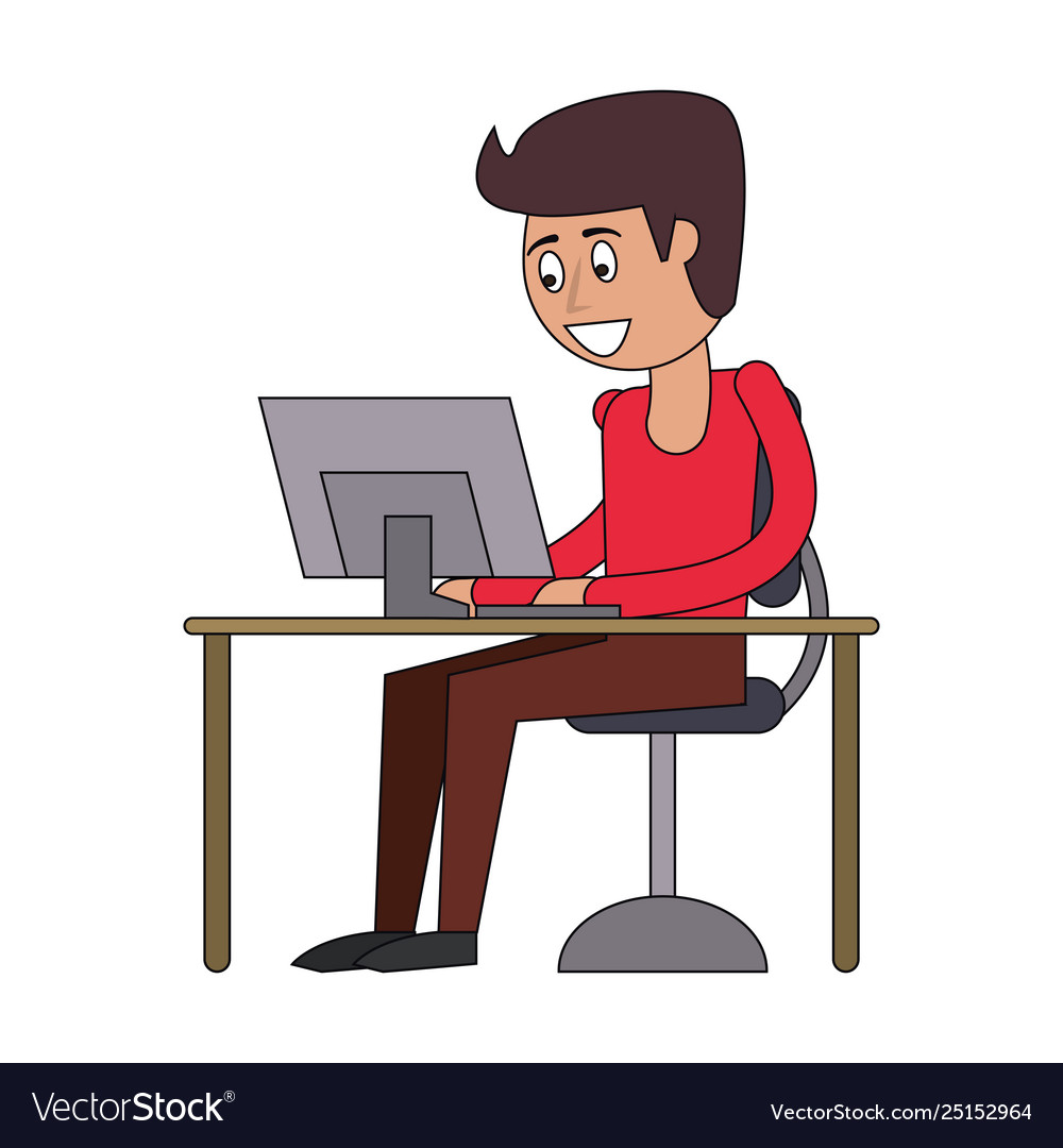 Man using computer Royalty Free Vector Image - VectorStock