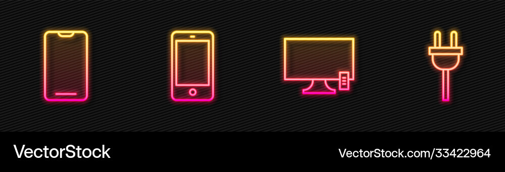 Set line smart tv smartphone mobile phone Vector Image