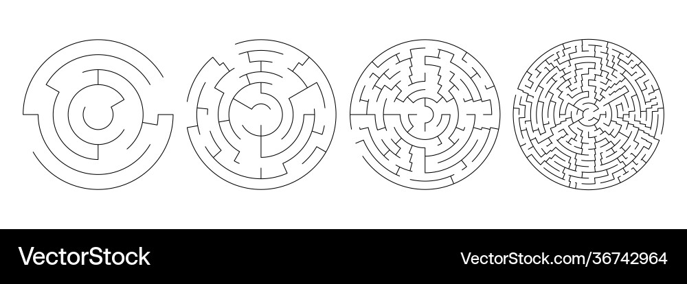 Set mazes circle labyrinth Royalty Free Vector Image