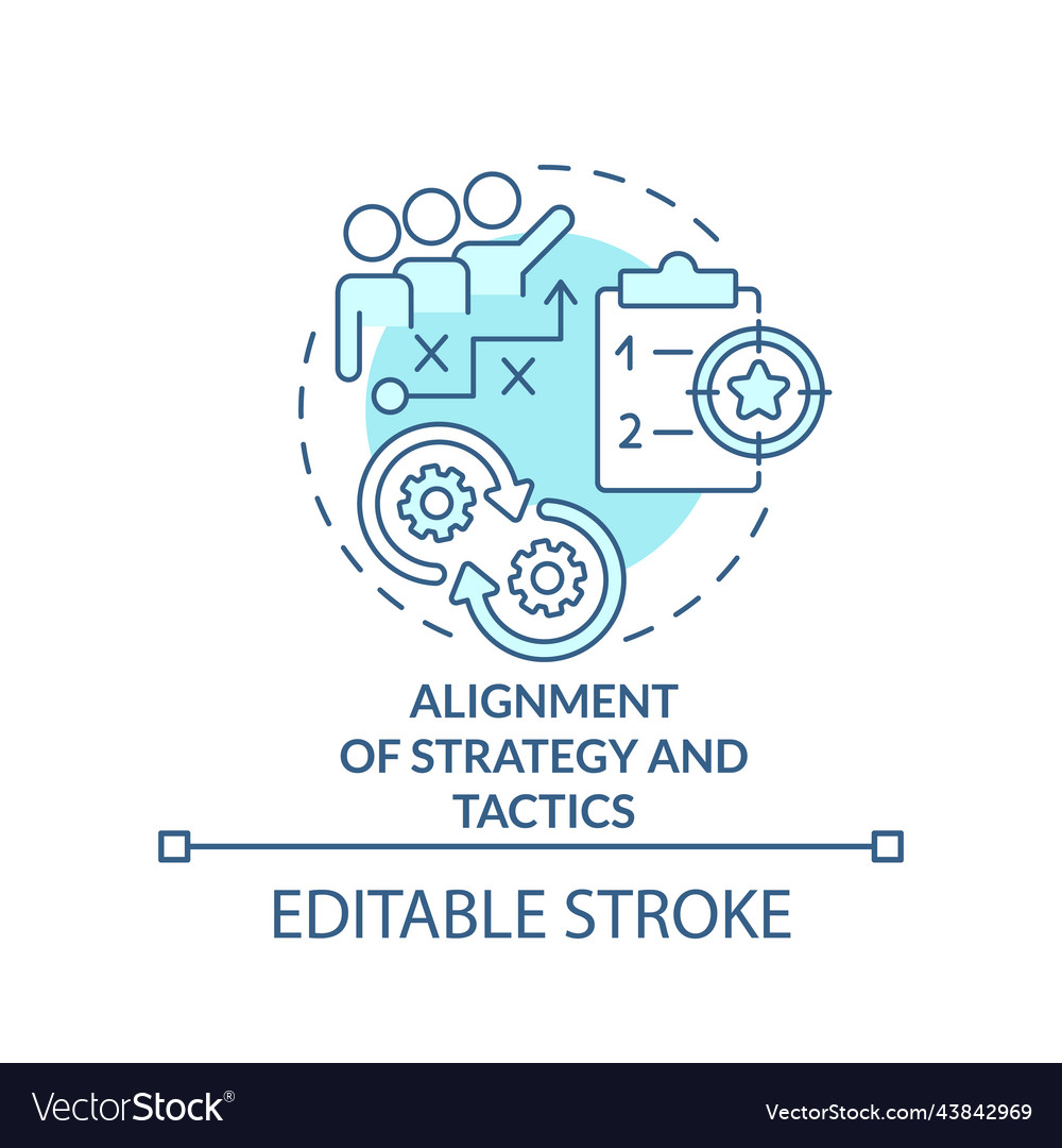 Alignment of strategy and tactics turquoise Vector Image