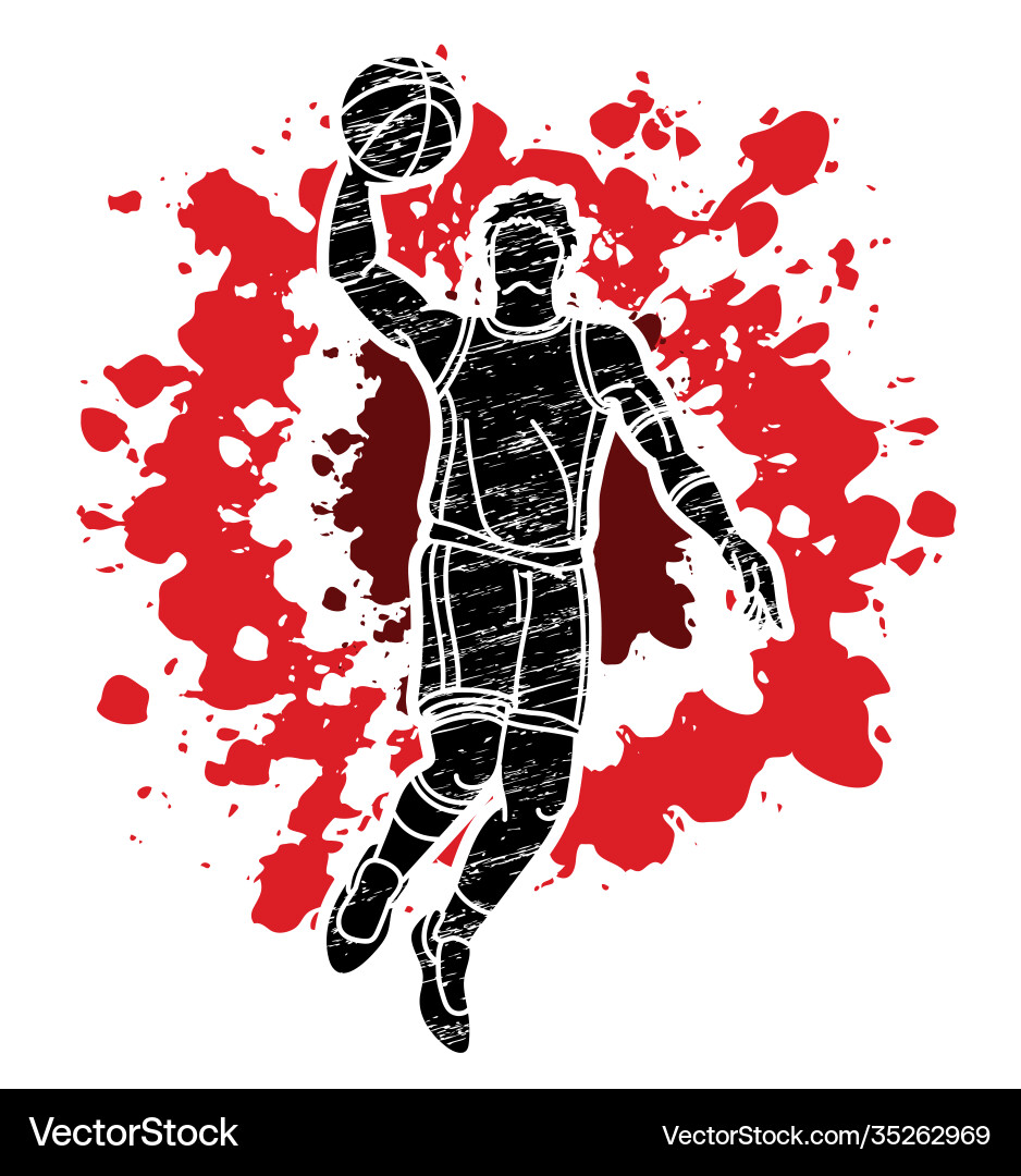Basketball player action cartoon graphic Vector Image
