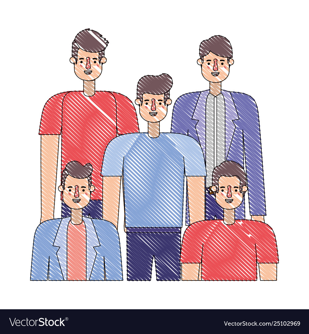 Group men characters Royalty Free Vector Image