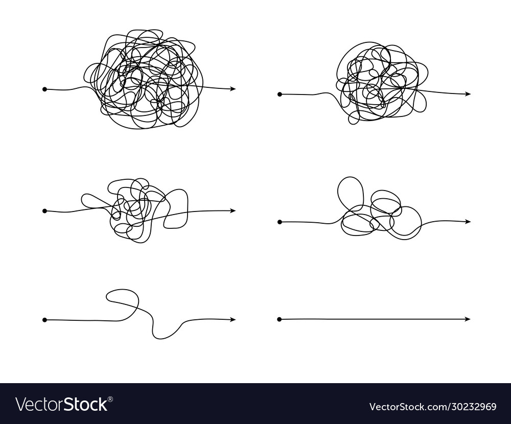 Messy Lines Complex Way To Easy Scribbled Vector Image