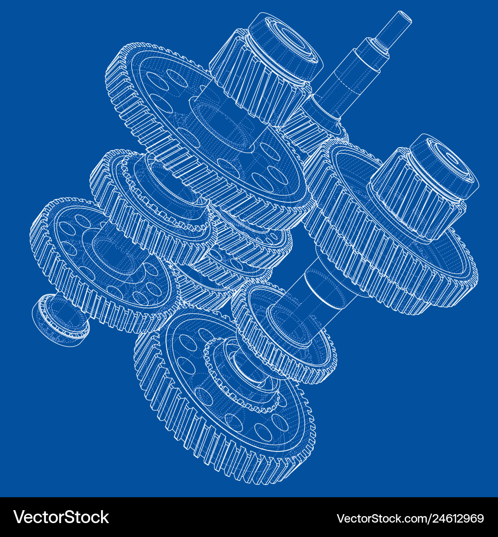 Outline gearbox concept Royalty Free Vector Image