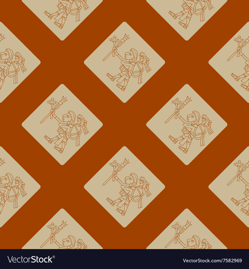 Seamless pattern with symbols from aztec codices Vector Image