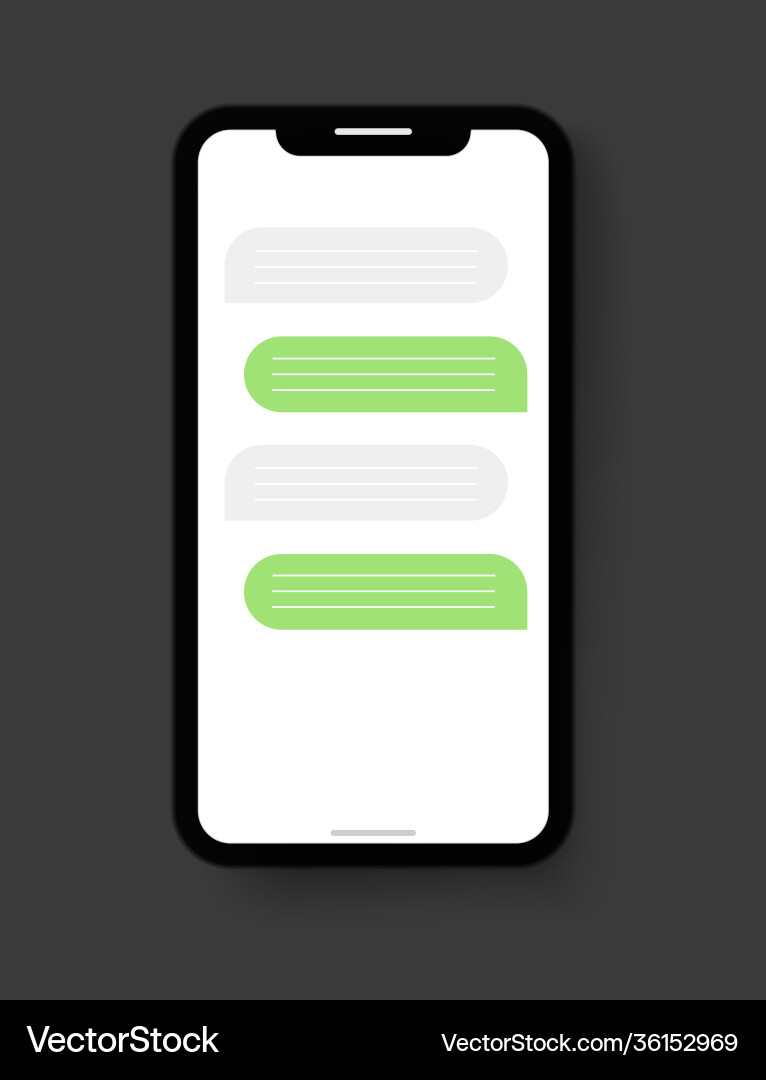Template black smartphone with sample chat Vector Image