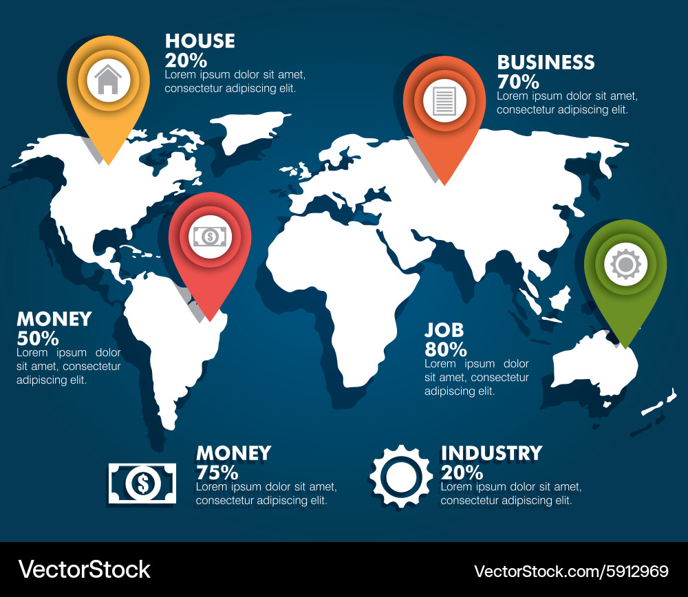 World infographic design Royalty Free Vector Image