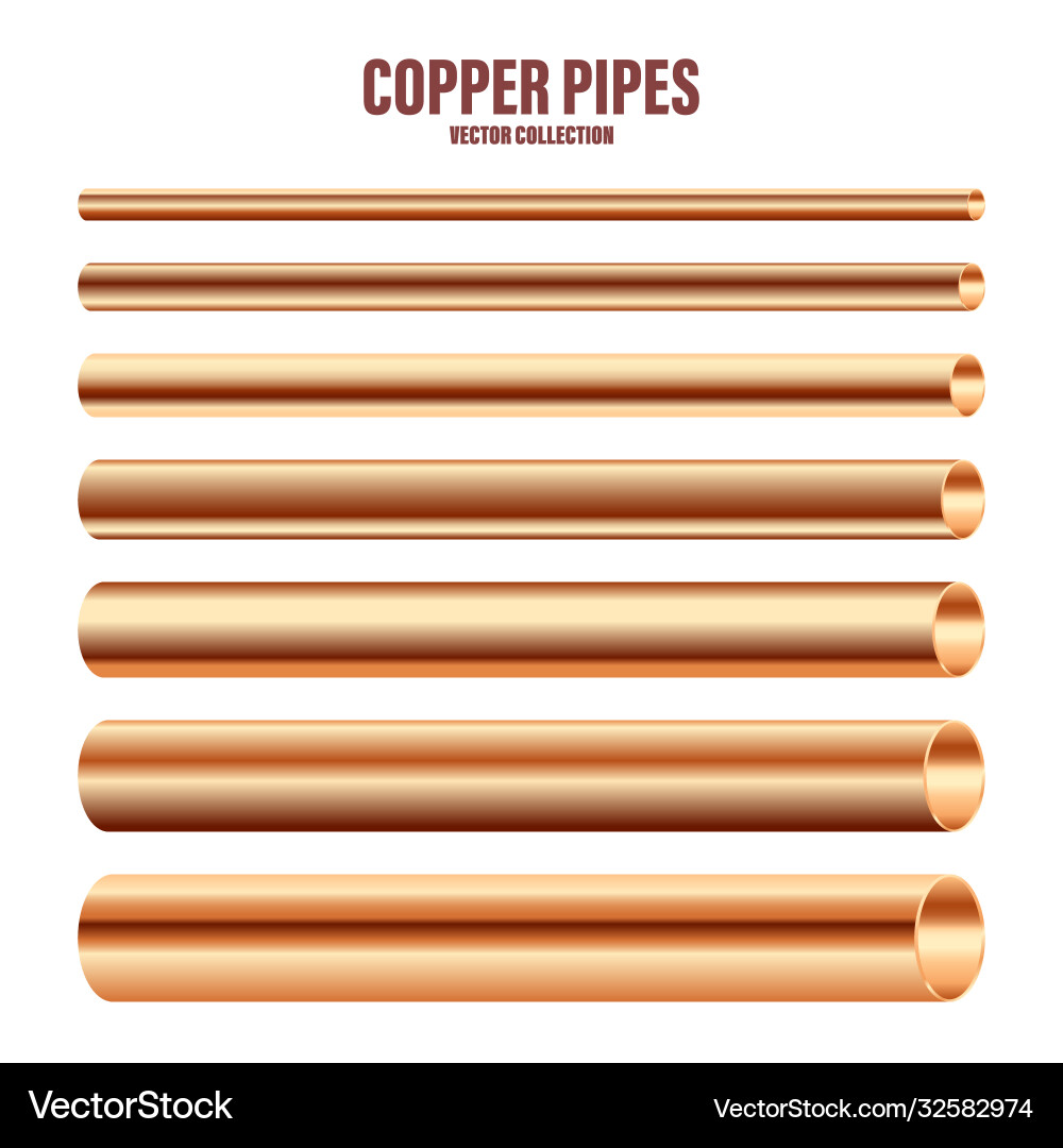 Copper pipes collection construction material Vector Image