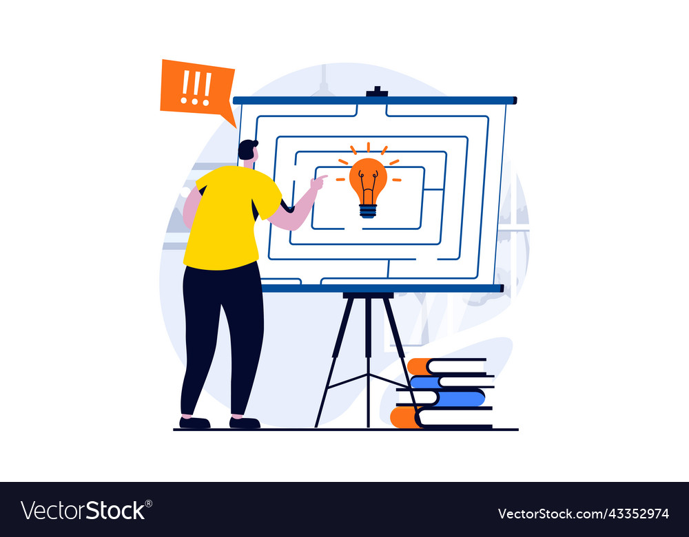Finding solution concept with people scene in flat Finding solution concept with people scene in flat