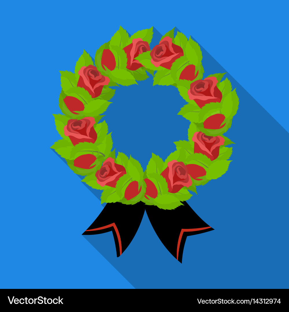Funeral wreath icon in flat style isolated Vector Image