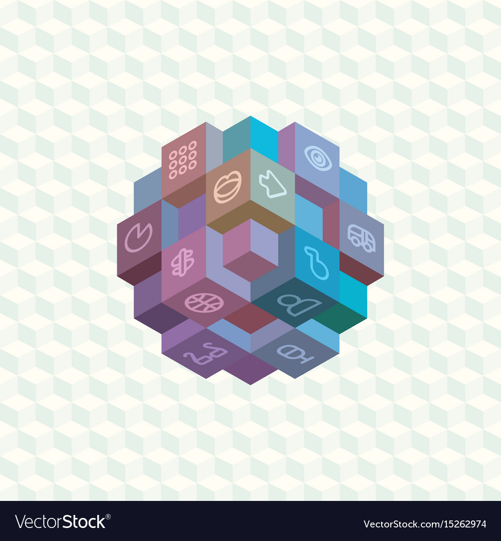 Isometric projection infographic array of cubes Vector Image
