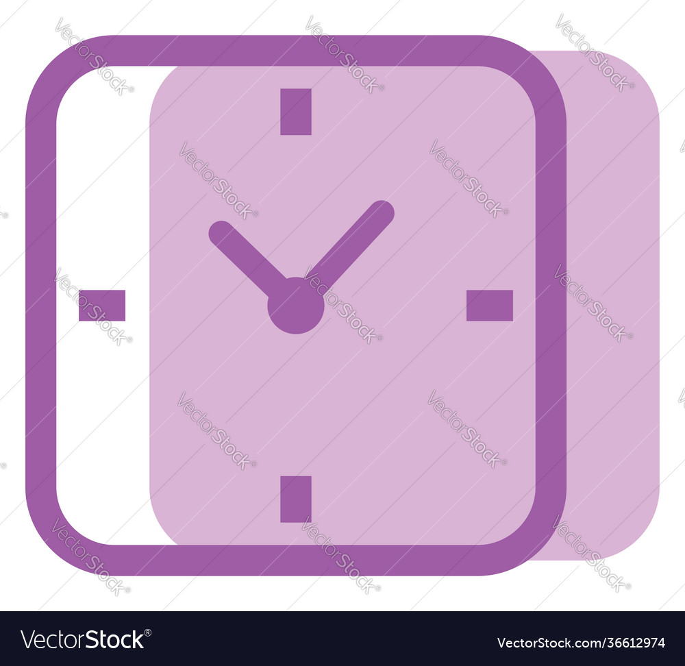 Reactangular pink clock on white background Vector Image