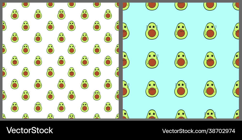Seamless patterns with avocado Royalty Free Vector Image