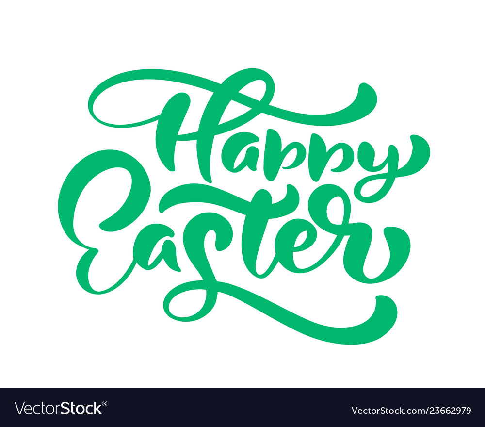 Green Happy Easter Handwritten Lettering Vector Image