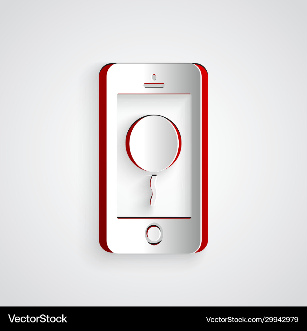 Paper cut mobile phone with birthday message icon Vector Image
