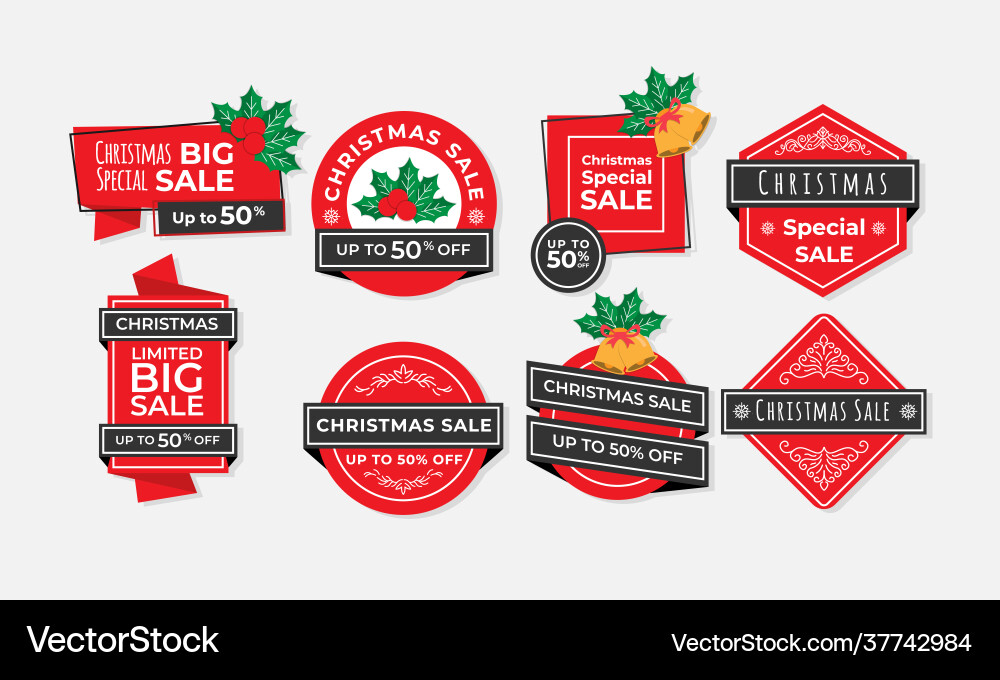 Christmas and new year banner label set Royalty Free Vector