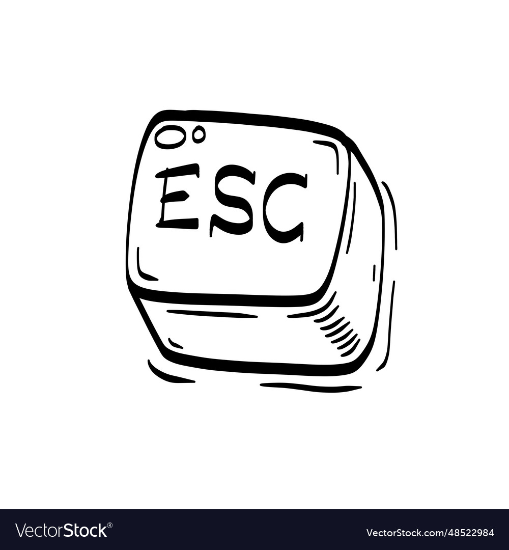 Esc button icon hand drawn control key Royalty Free Vector