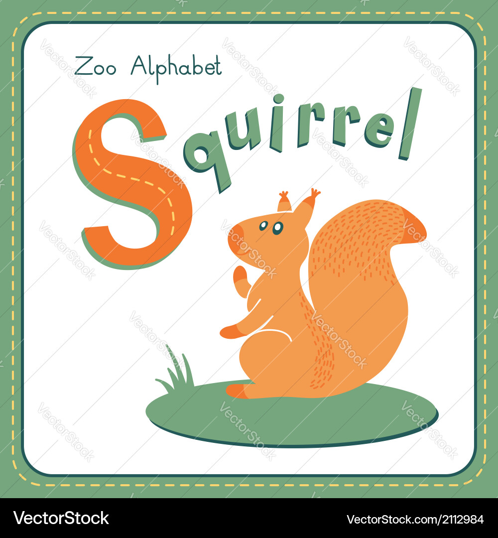 Letter S - Squirrel Royalty Free Vector Image - VectorStock