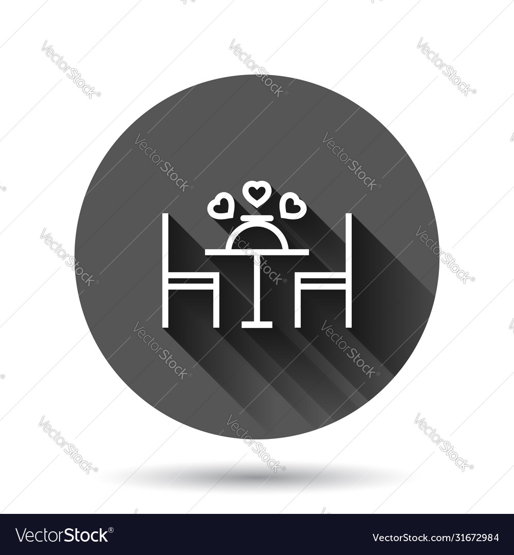 Romantic dinner icon in flat style cafe on black Vector Image