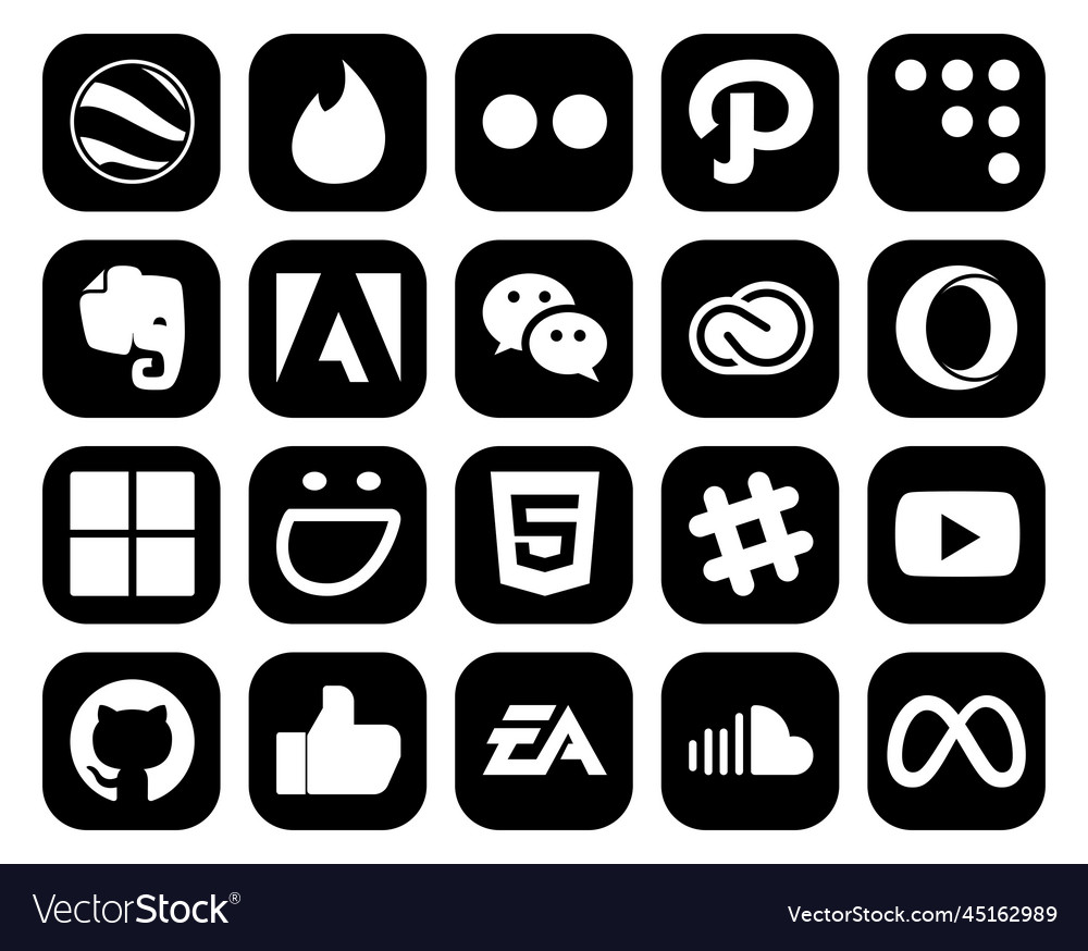 20 social media icon pack including chat html Vector Image