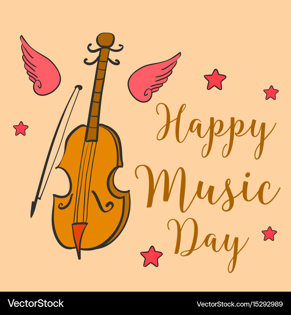 Card style music day celebration Royalty Free Vector Image