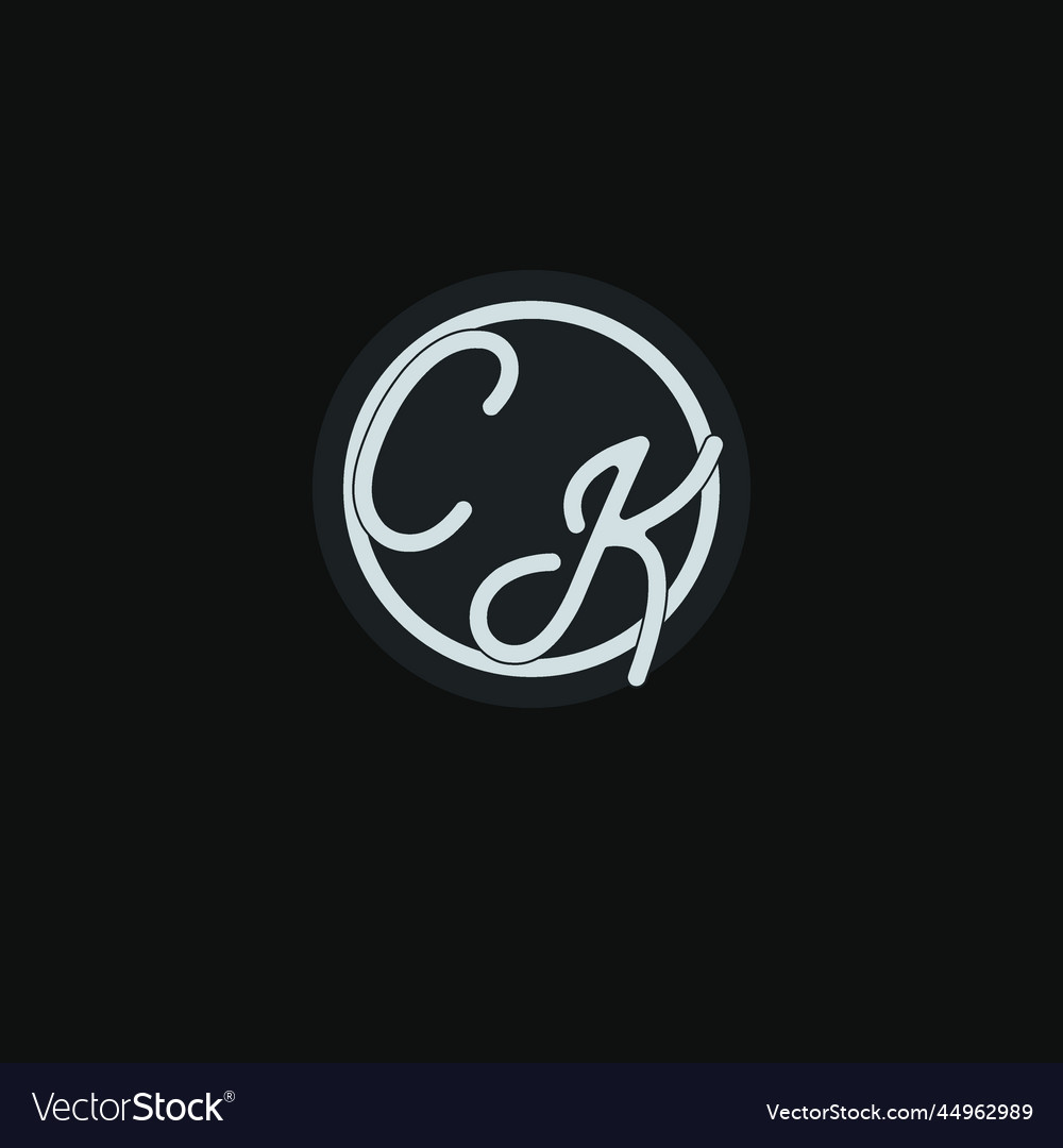 Initials ck logo monogram with simple circle line Vector Image