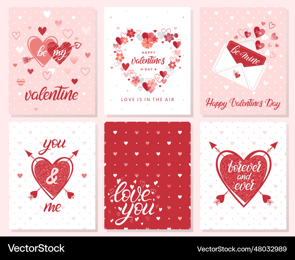 Set of creative valentines day cards Royalty Free Vector
