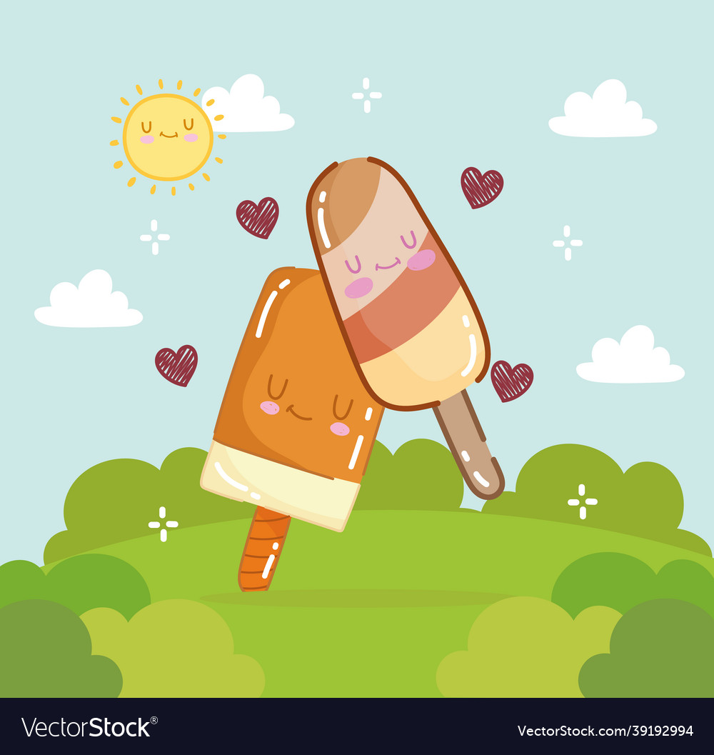 Cute ice creams in love Royalty Free Vector Image