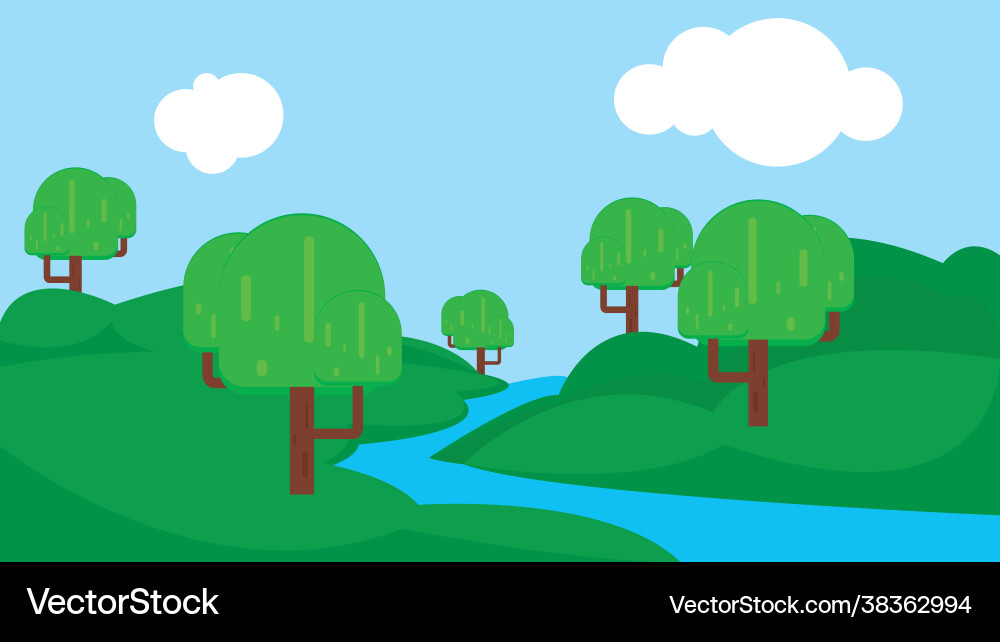 Flat panorama spring summer beautiful nature Vector Image