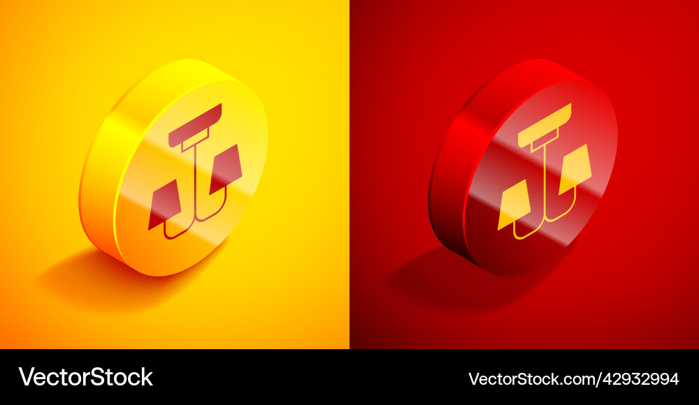 Isometric chandelier icon isolated on orange Vector Image