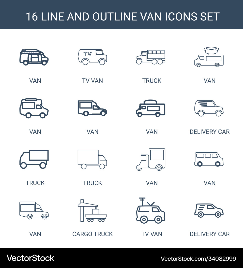 16 van icons Royalty Free Vector Image - VectorStock