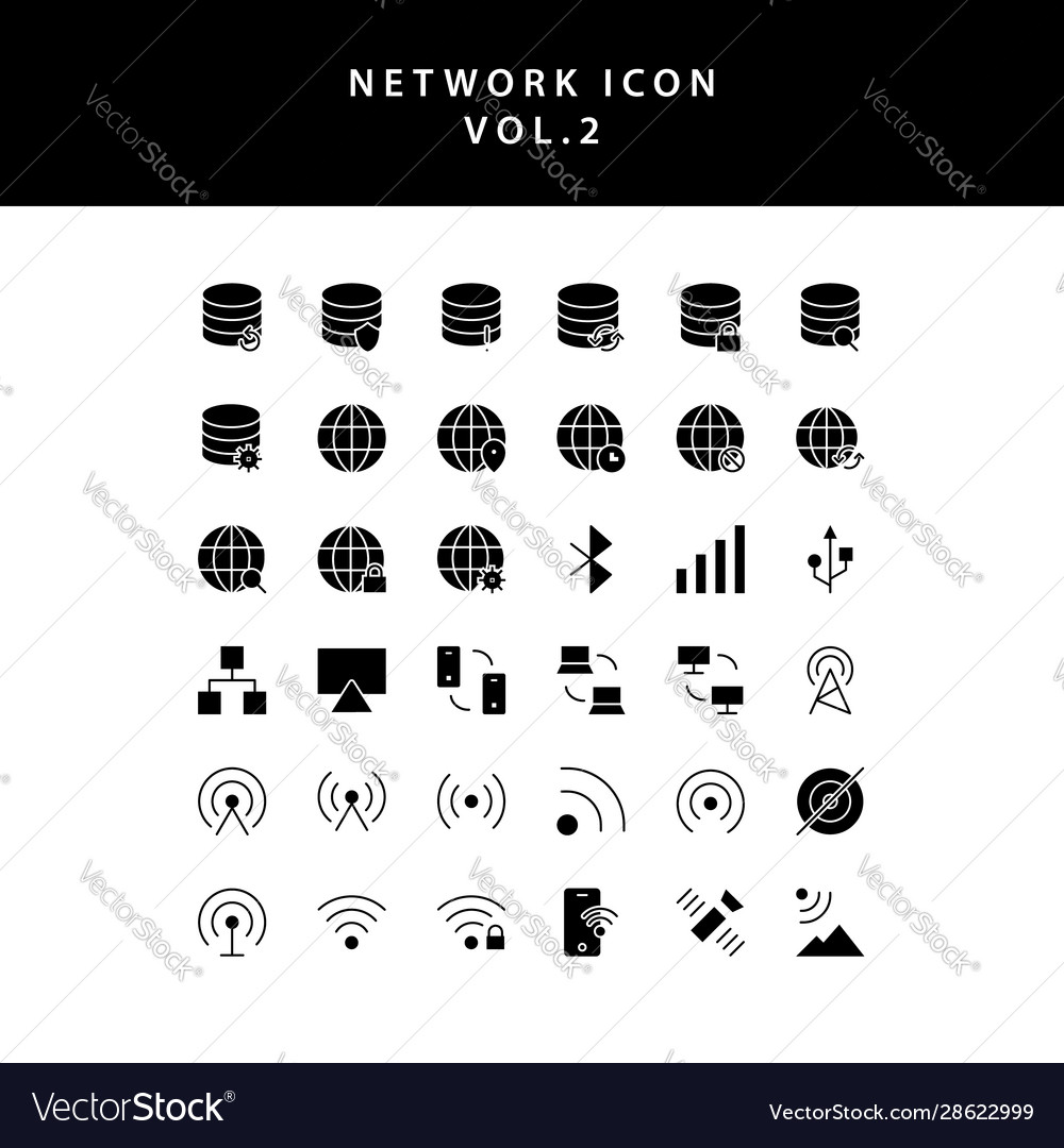 Cloud Computing Network Glyph Style Icon Set Vol2 Vector Image