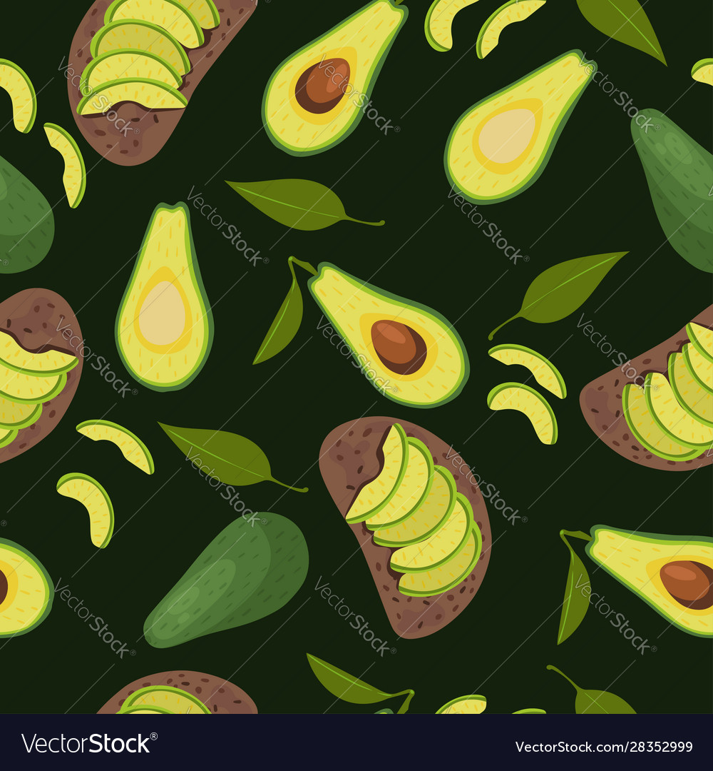 Seamless avocado pattern avocados and sandwiches Vector Image