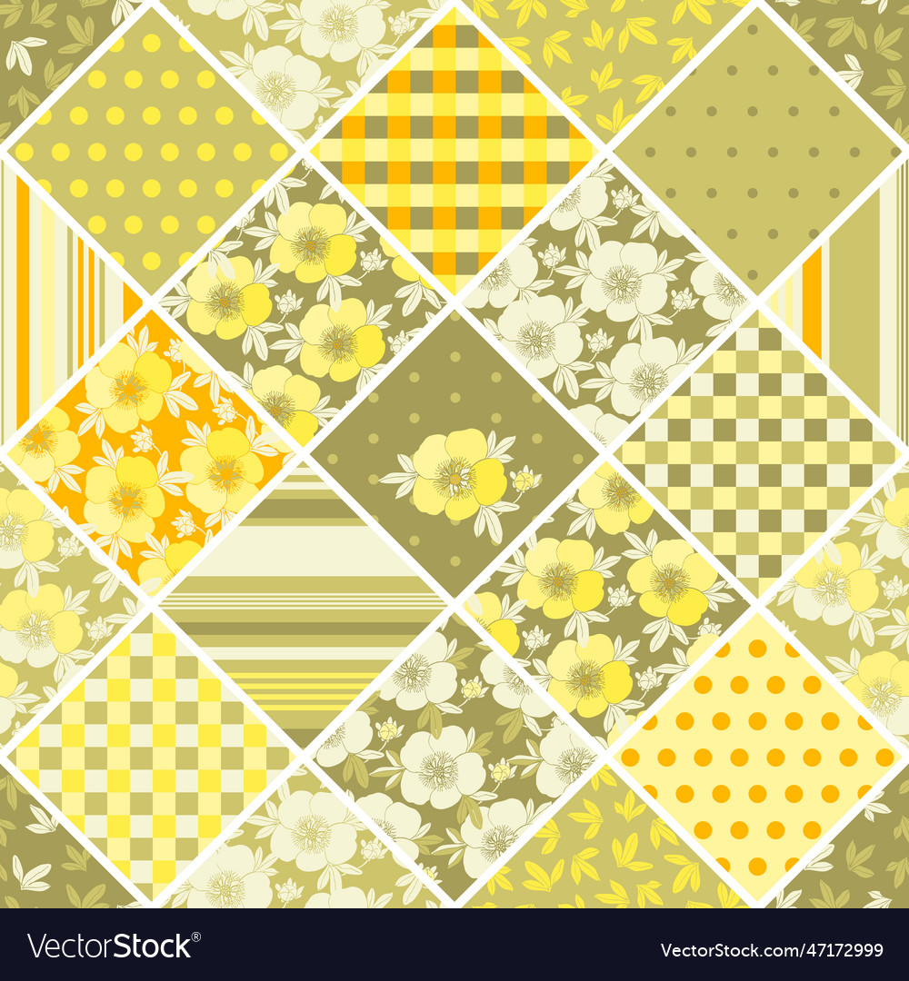 Seamless patchwork pattern with flowers Royalty Free Vector