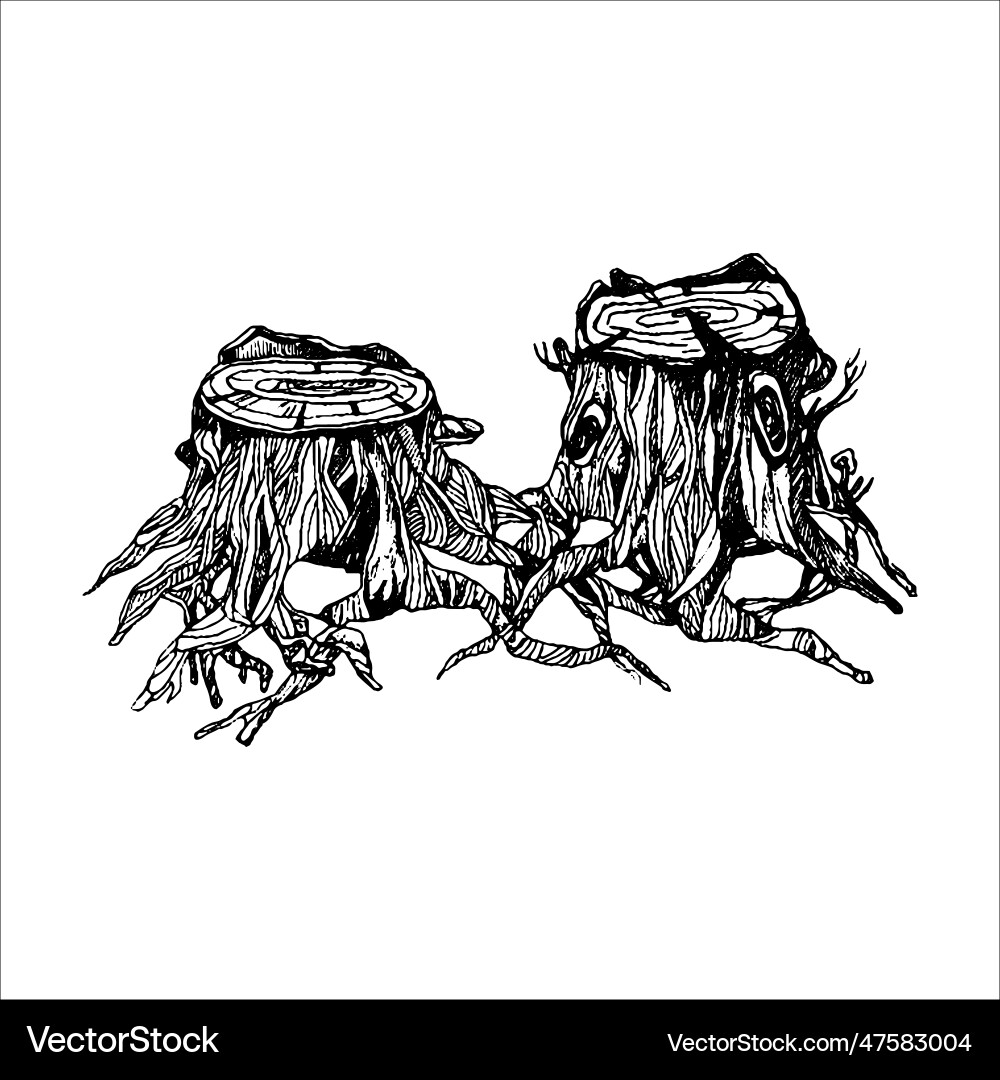 Stump hand drawn wood design Royalty Free Vector Image