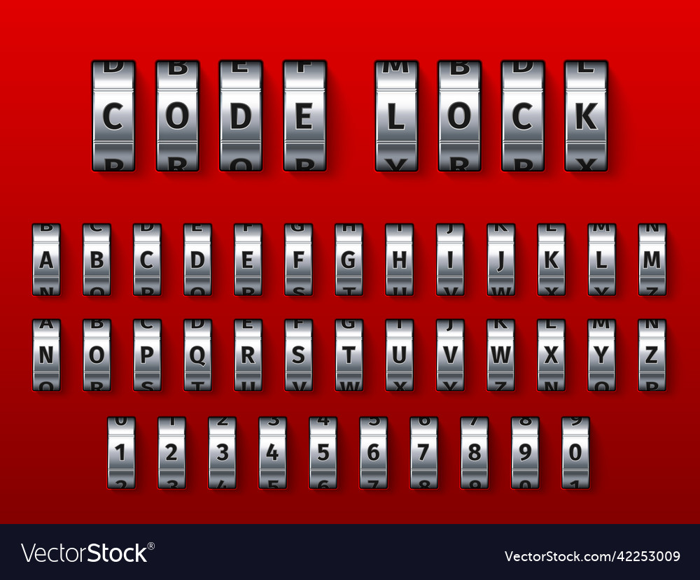 Combination Lock Font Padlock Safe Coding Numbers Vector Image 