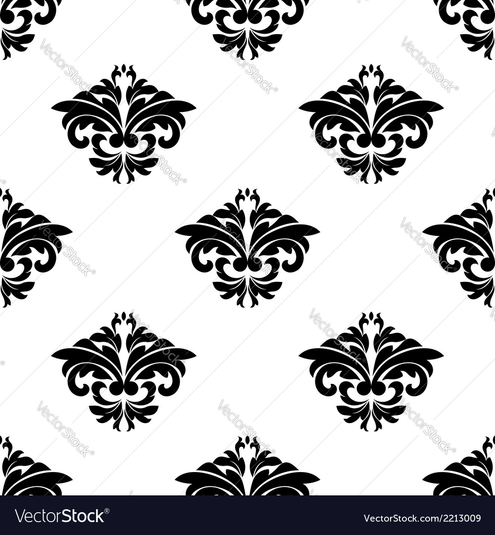 Floral Motifs In A Repeat Seamless Damask Pattern Vector Image
