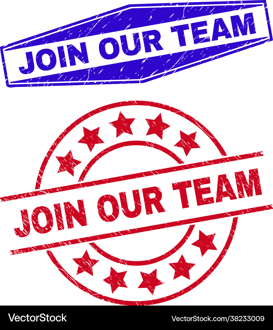 Join our team scratched badges in round Royalty Free Vector