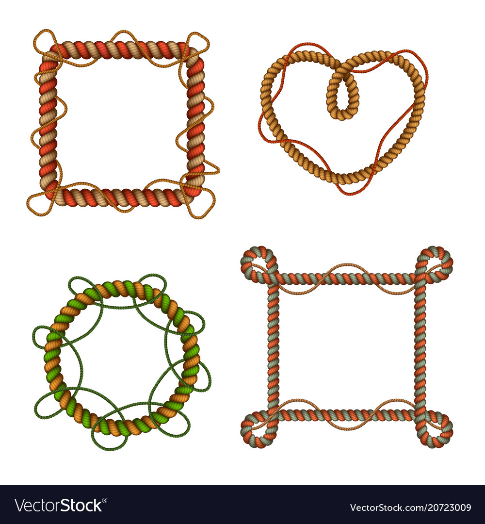 Rope frames realistic set Royalty Free Vector Image