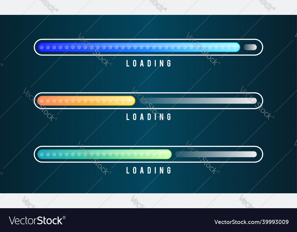 Set of loading bar progress visualization Vector Image